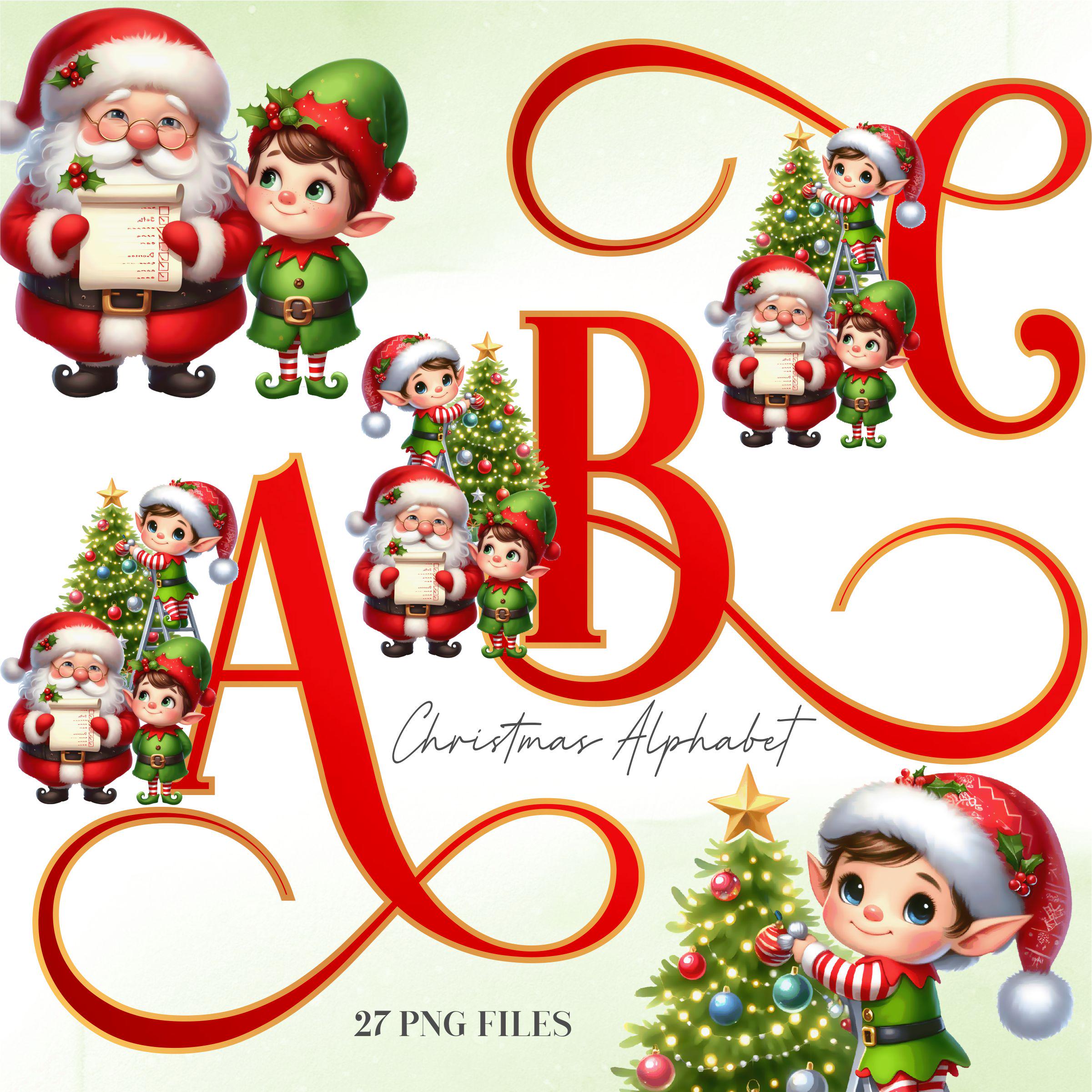 BUNDLE Christmas Santa Alphabet PNG, Christmas Letters, Clip Art ...