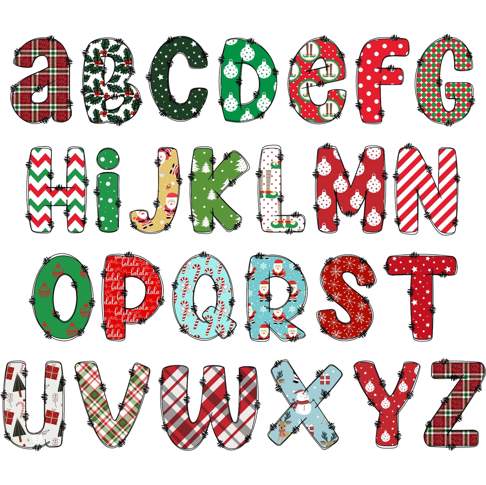 Christmas Clipart Alphabet PNG Classic Wrapping Paper - Etsy