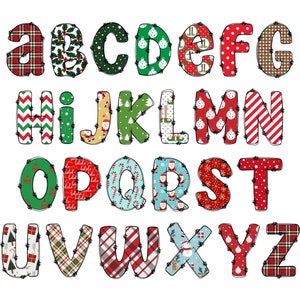 Christmas Clipart Alphabet PNG, Classic Wrapping Paper Alphabet Clip ...