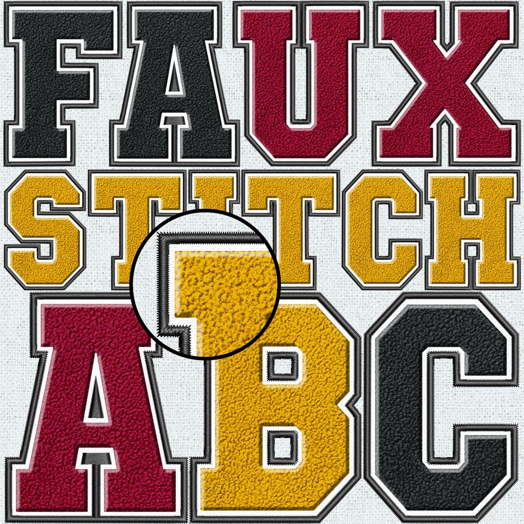 Faux Embroidery Chenille Letters BUNDLE, Faux Chenille Patch, Faux ...