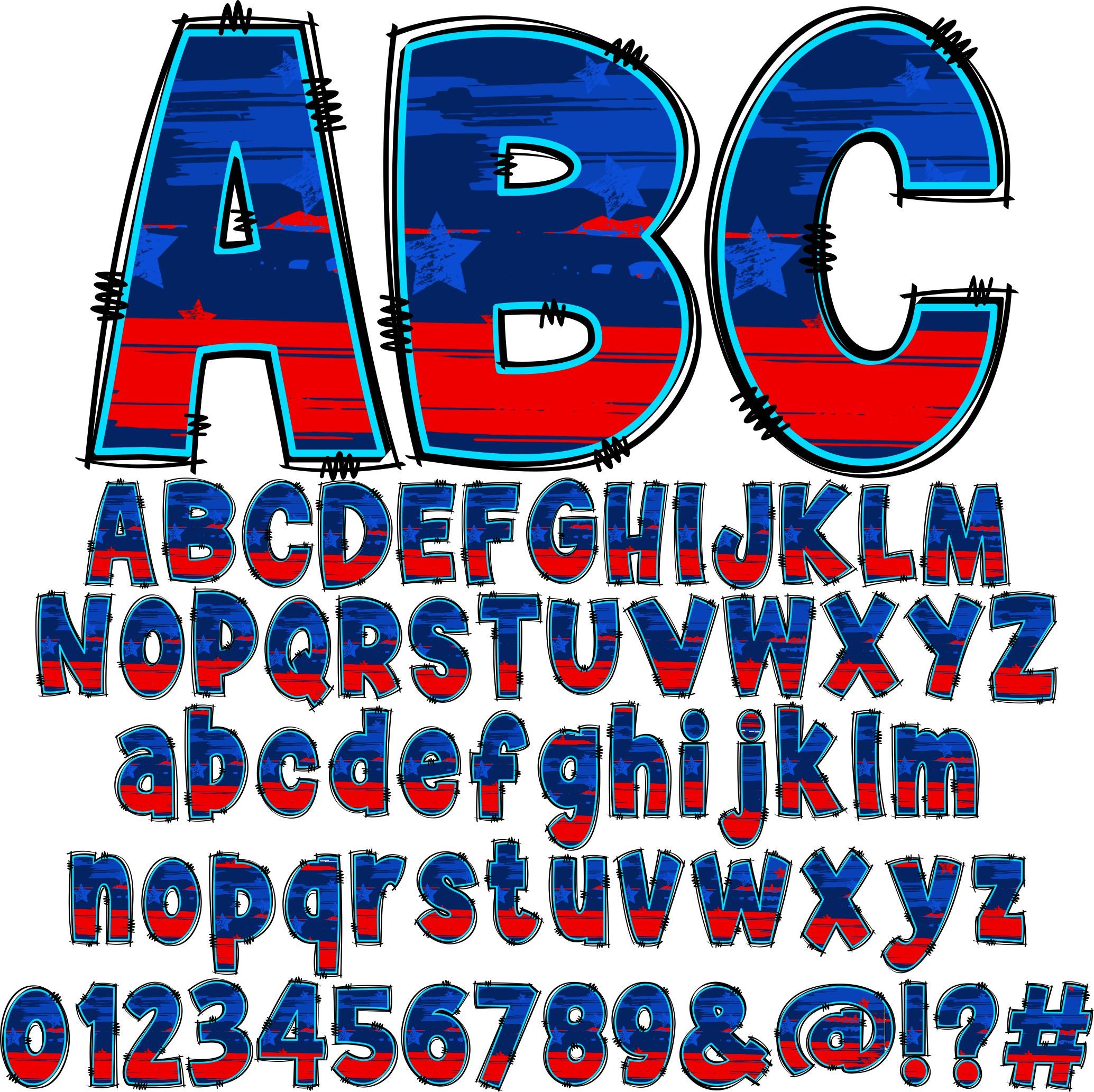 BUNDLE Patriotic Alphabet PNG, 4th of July, Independence Day, Alpha ...