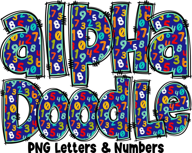 School Letters & Numbers PNG Alpha Doodle PNG Letters - Etsy