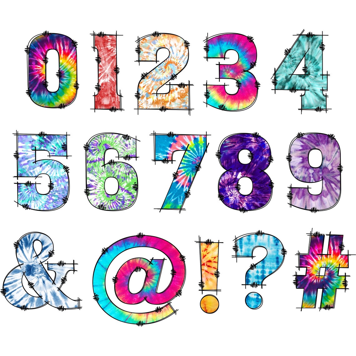 Tie Dye Alphabet PNG Doodle Alphabet Clip Art Transparent | Etsy
