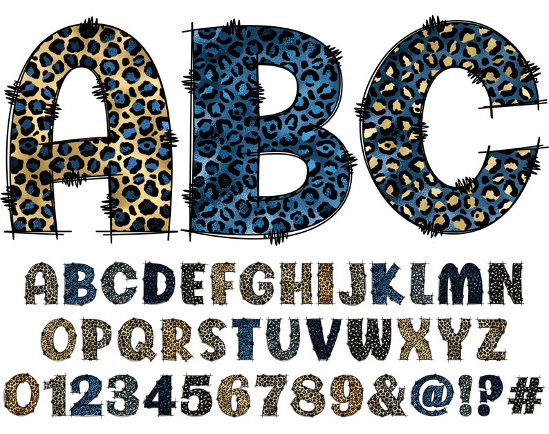 Leopard Print Alphabet PNG Doodle Clip Art Transparent PNG - Etsy