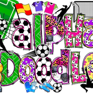 Soccer Letters & Numbers PNG, Alpha Doodle, PNG Letters, Doodle Letters ...