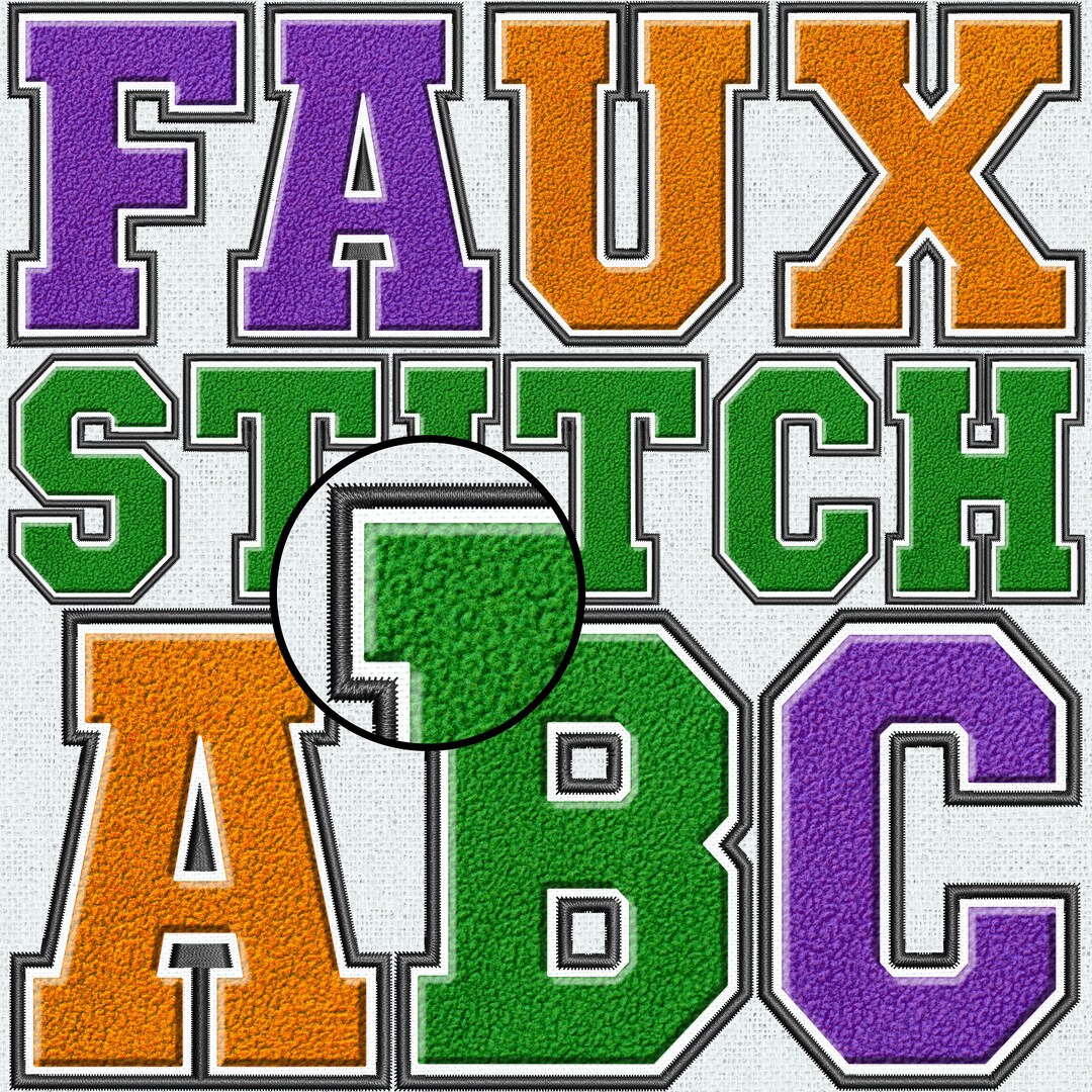 Faux Embroidery Chenille Letters BUNDLE, Faux Chenille Patch, Faux ...