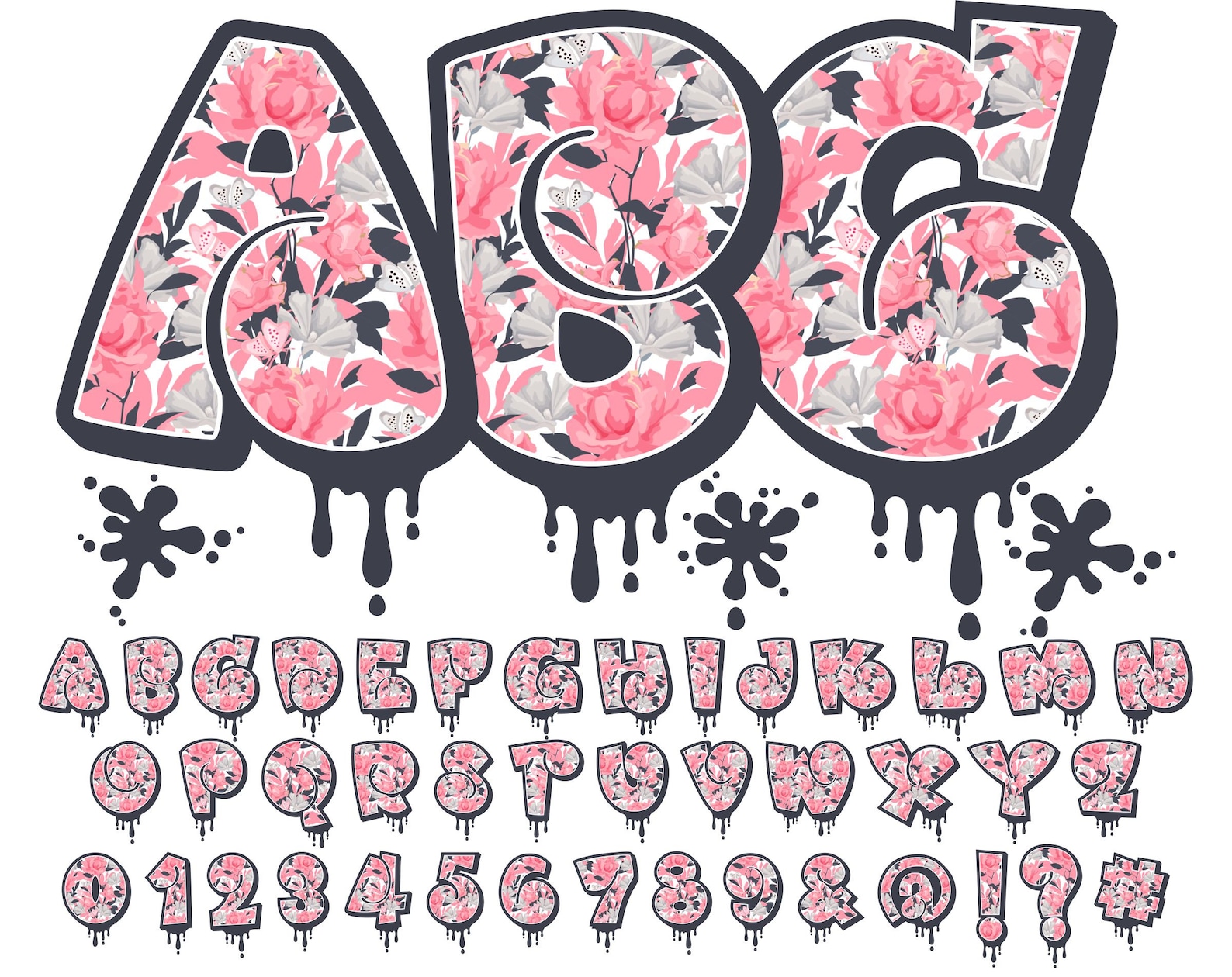 Graffiti Spring Floral Alphabet PNG, Alpha Pack, Doodle Flowers, Doodle ...