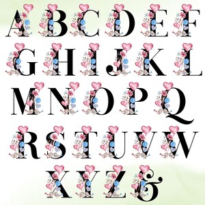 Bundle Valentine's Day Letters PNG, Love Alphabet , PNG, Watercolor ...