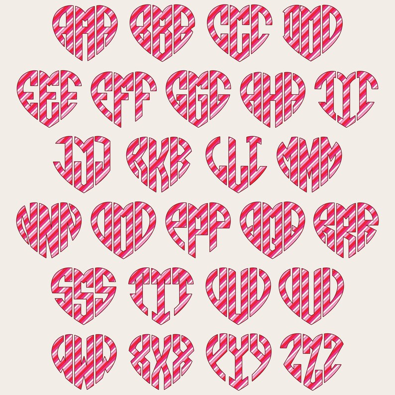 Valentine's Monogram PNG Letters, Valentine Letters, Alpha Doodle, PNG ...
