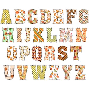 Fall Autumn Clipart Alphabet PNG, Watercolor Alphabet Clip Art, Doodle ...