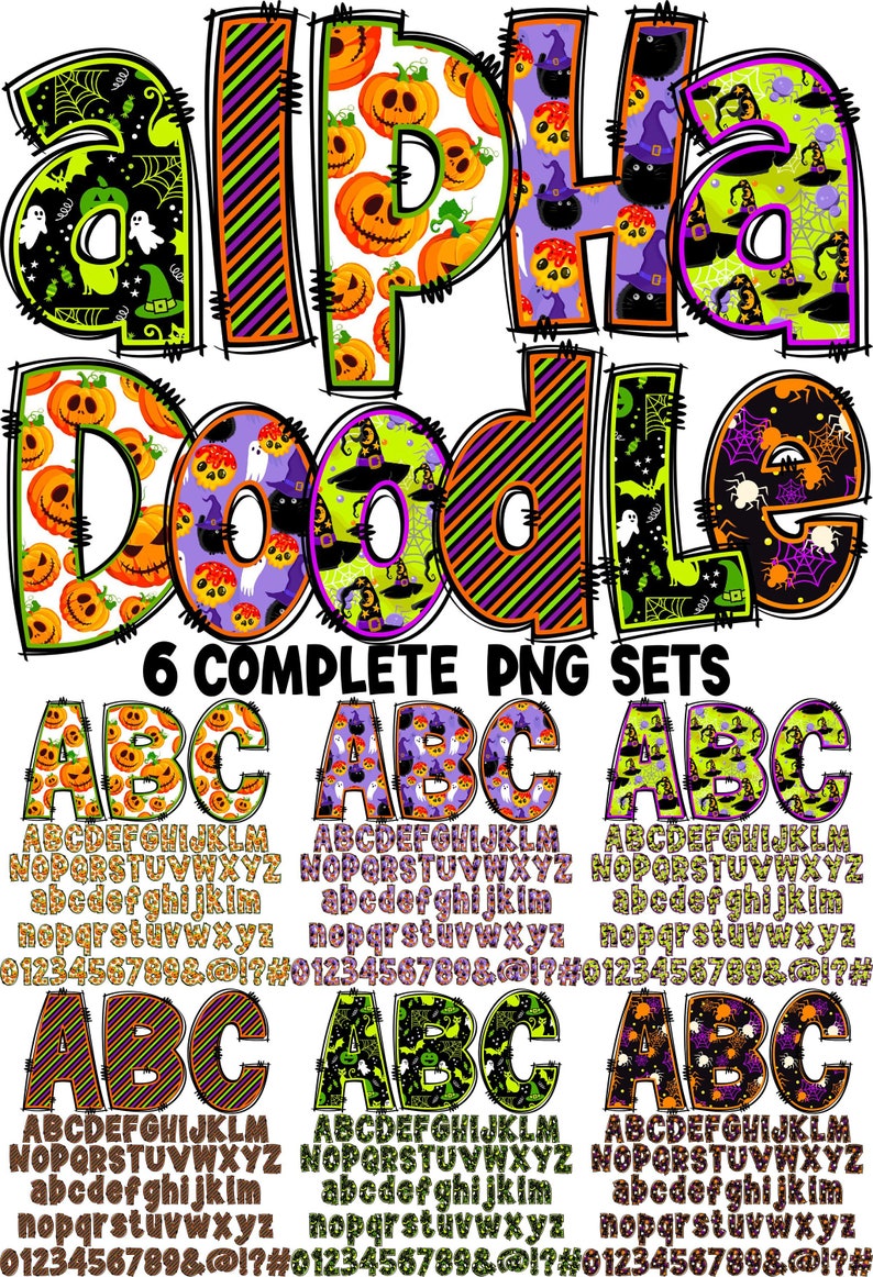 BUNDLE 48 Halloween Alphabet PNG Complete Sets, Halloween Letters ...