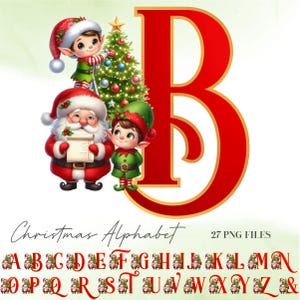 BUNDLE Christmas Santa Alphabet PNG, Christmas Letters, Clip Art ...