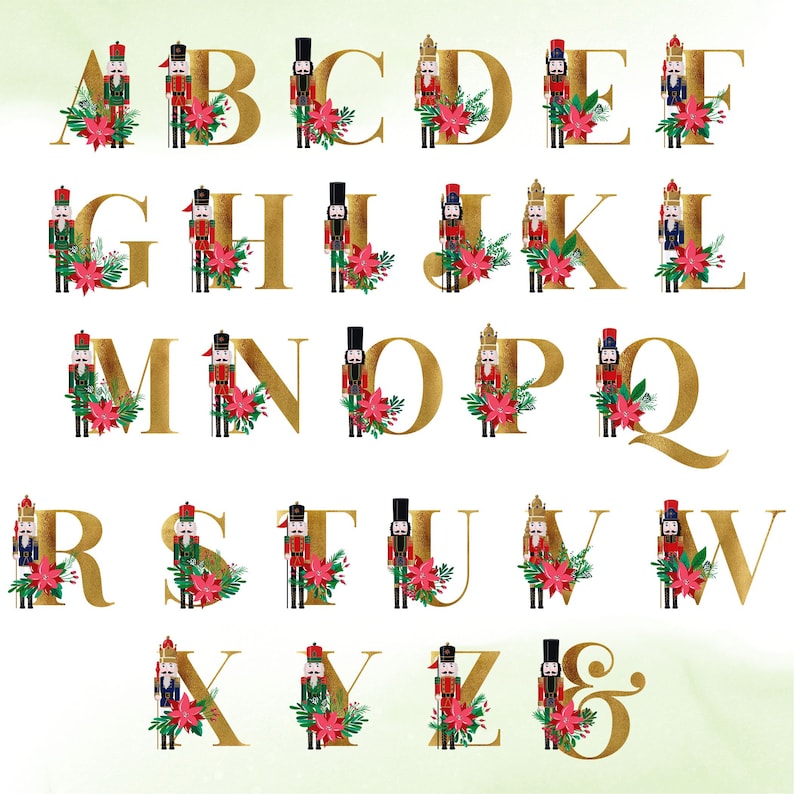 BUNDLE Christmas Nutcracker Alphabet PNG Nutcrackers Clip - Etsy