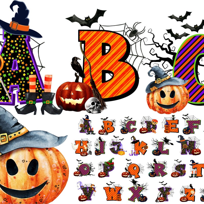 Halloween Doodle Alphabet - Etsy