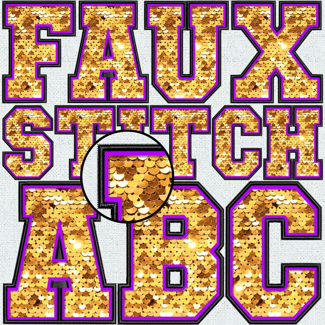 Faux Embroidery Sequin Letters BUNDLE, Faux Sequin Patch, Faux Sequin ...