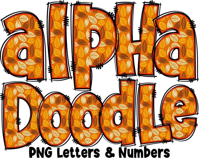 Fall Autumn Letters & Numbers PNG Alpha Doodle PNG Letters - Etsy