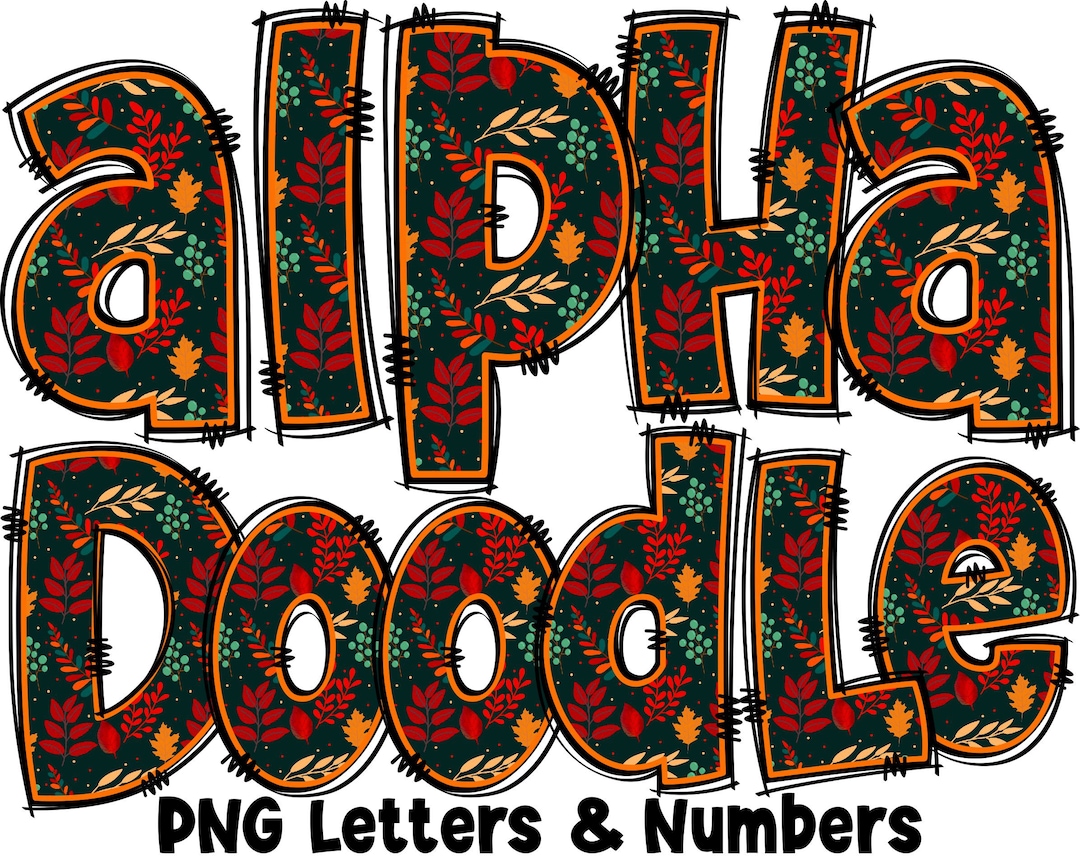 Fall Autumn Letters & Numbers PNG, Alpha Doodle, PNG Letters, Fall ...