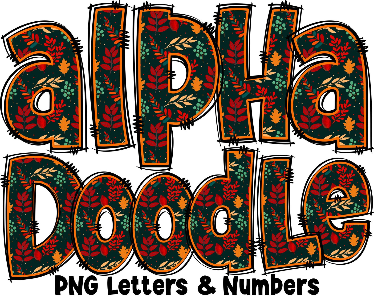 Fall Autumn Letters & Numbers PNG Alpha Doodle PNG Letters - Etsy