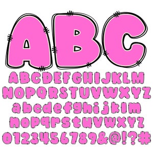 BUNDLE Retro Boho Floral Alphabet PNG, Chubby Alpha Doodle , Retro ...
