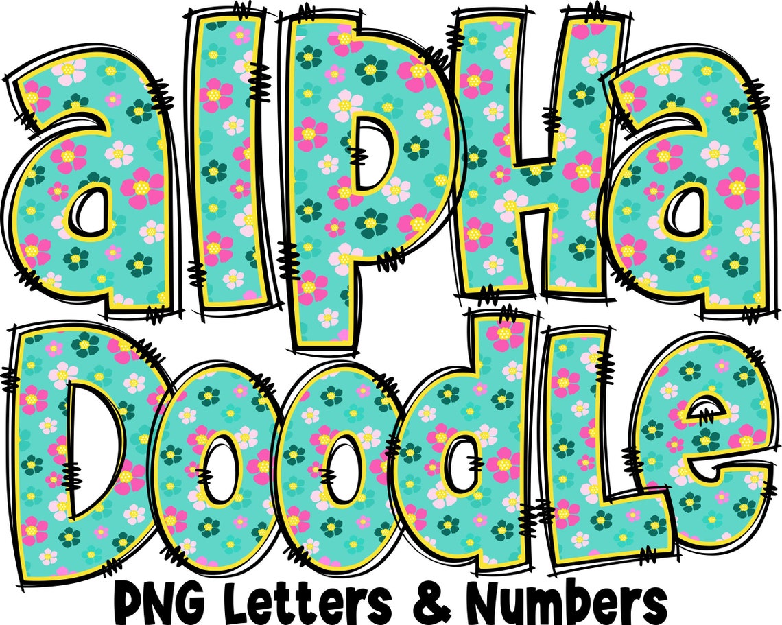 Floral Letters & Numbers PNG Alpha Doodle PNG Letters - Etsy