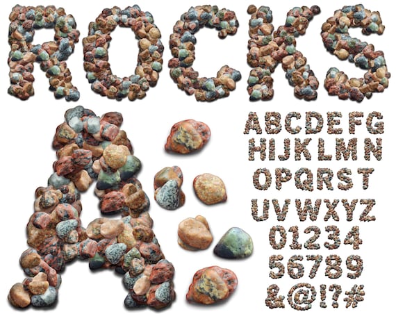 Rocks PNG Letters Transparent Background 3D Rock Alphabet - Etsy