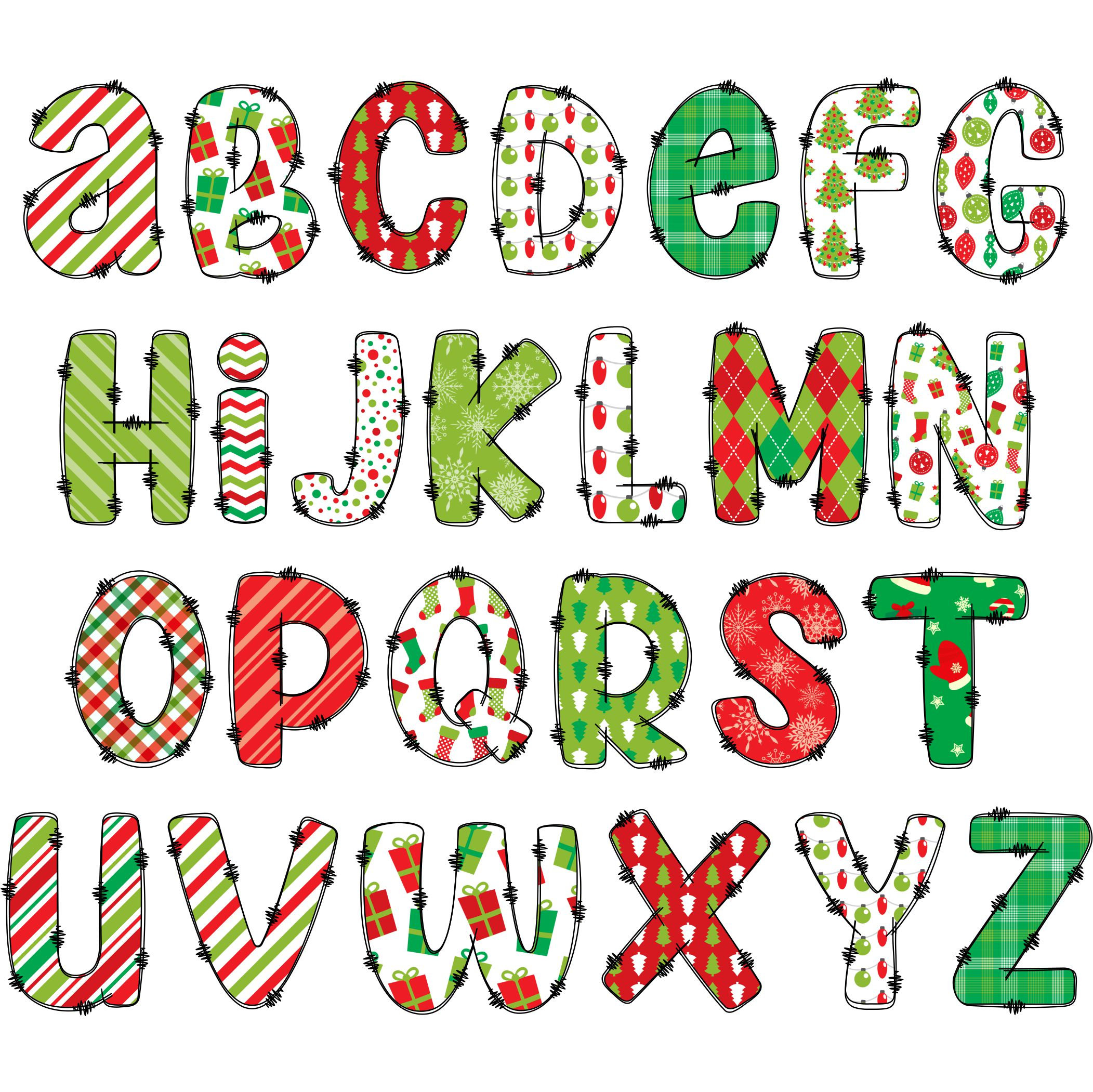 Christmas Clipart Alphabet PNG Wrapping Paper Alphabet Clip - Etsy