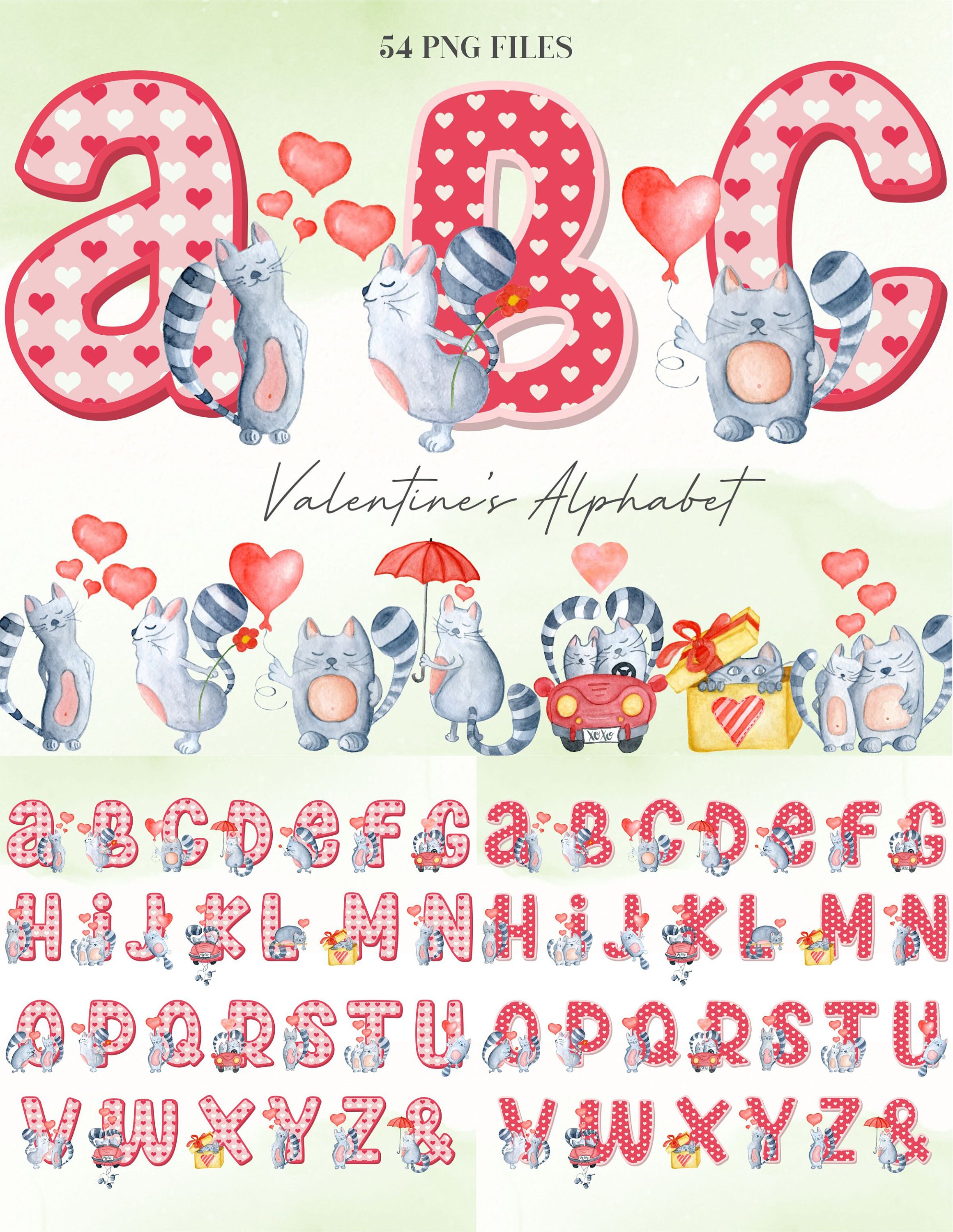 BUNDLE Valentine's Day Letters PNG Love Alphabet Clip - Etsy