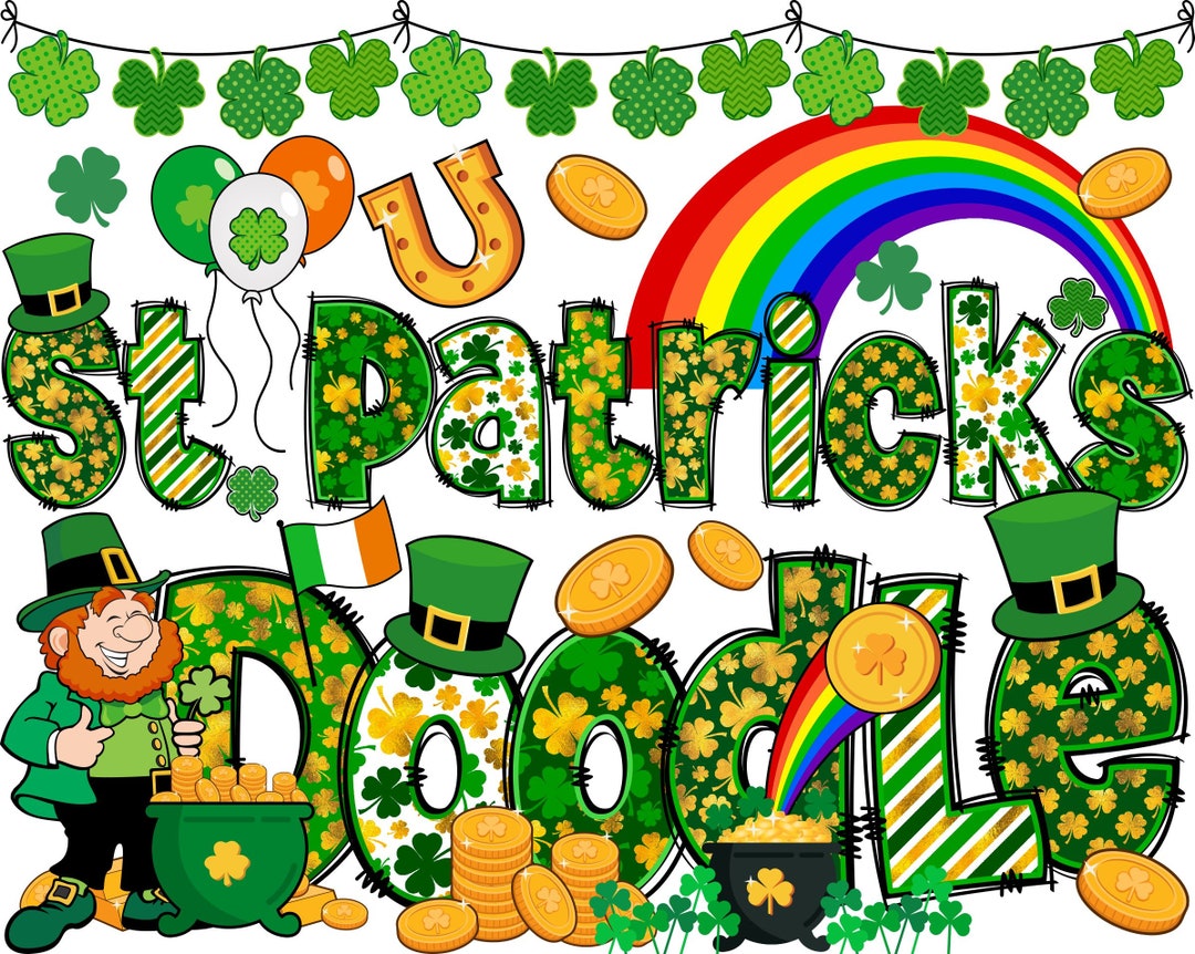 St Patrick's Day Letters PNG, Shamrock Alphabet, Doodle Irish, St Paddy ...