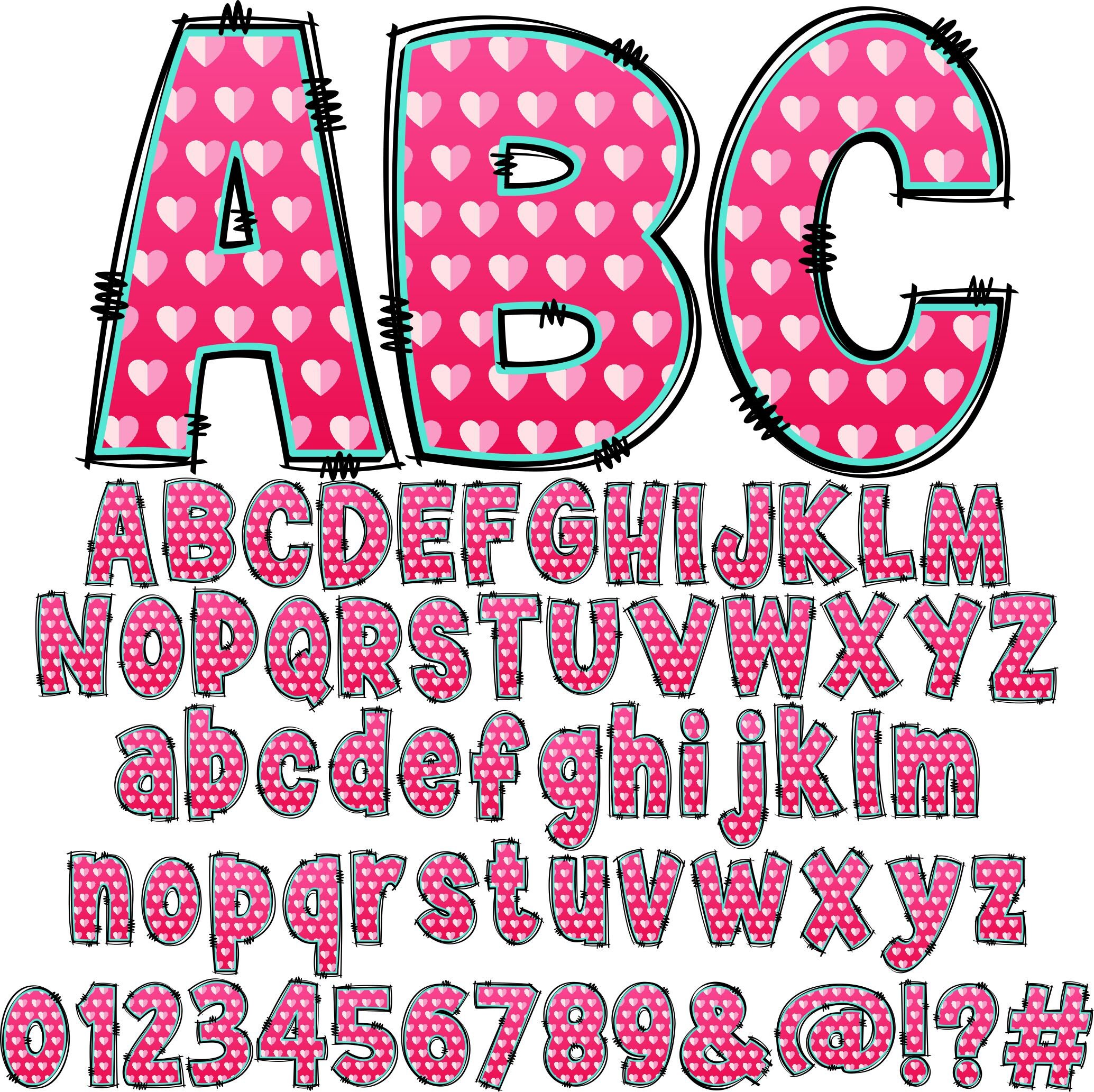 Valentine's Day Alphabet PNG Valentines Letters - Etsy