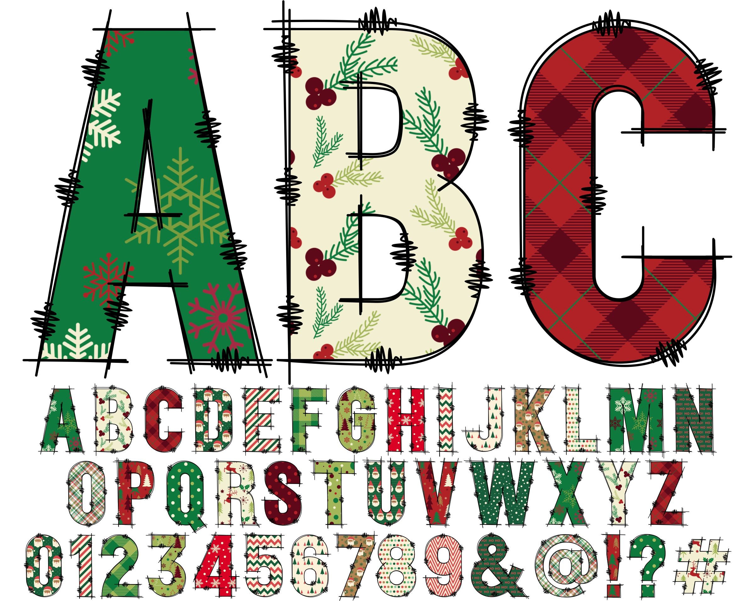 Christmas Clipart Letters PNG Wrapping Paper Alphabet Clip | Etsy