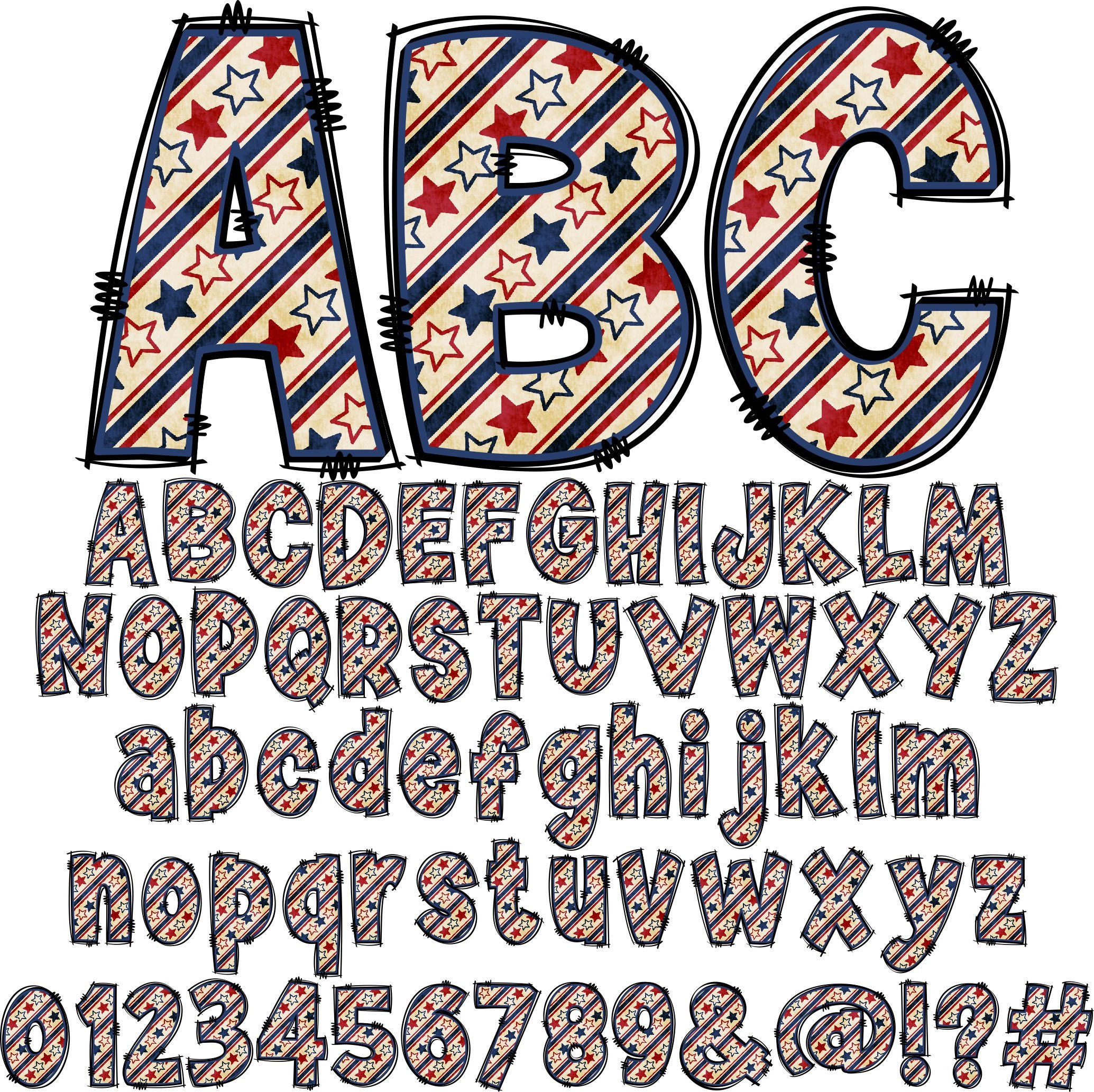 BUNDLE Patriotic Alphabet PNG, 4th of July, Independence Day, Alpha ...