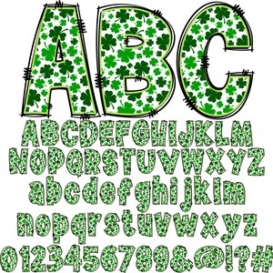 St Patrick's Day Letters PNG, Shamrock Alphabet, Doodle Irish, St Paddy ...
