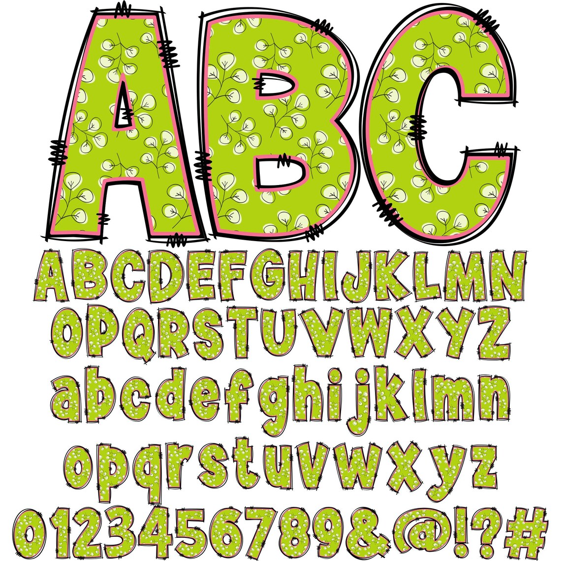 BUNDLE Spring Floral Alphabet PNG Doodle Alpha Doodle - Etsy