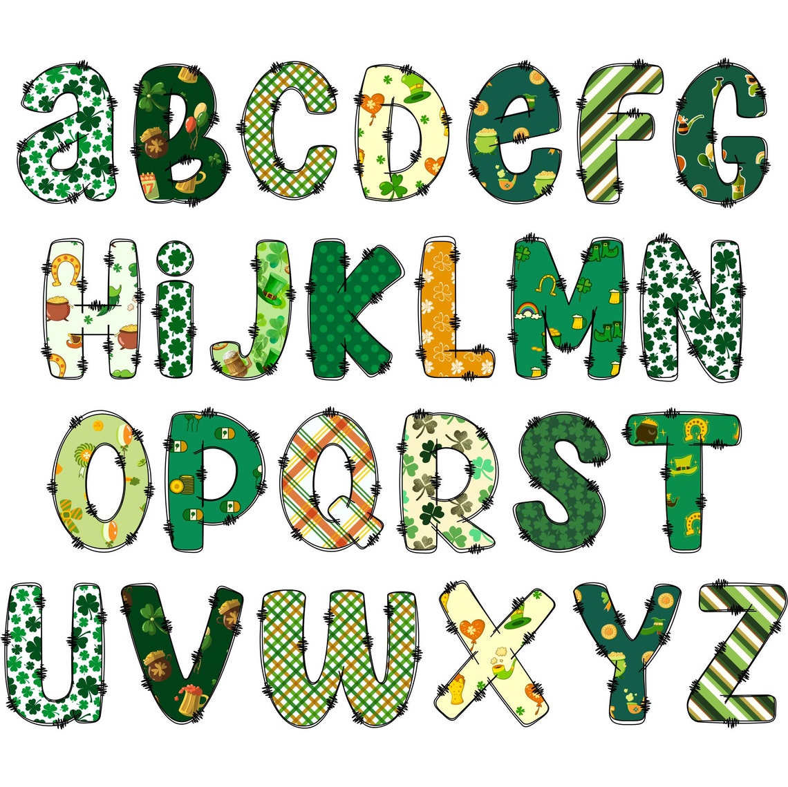 St Patrick's Day Letters PNG Shamrock Alphabet Clip Art | Etsy
