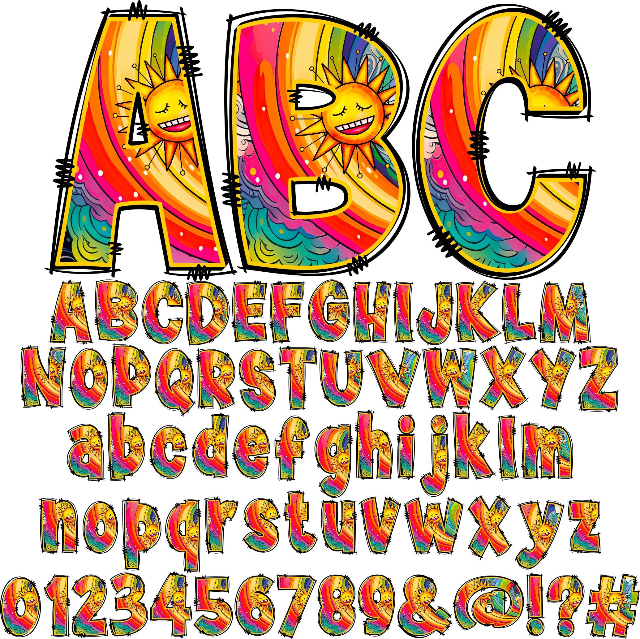 BUNDLE Spring Floral Alphabet PNG, Doodle Alpha, Doodle Flowers, Doodle ...