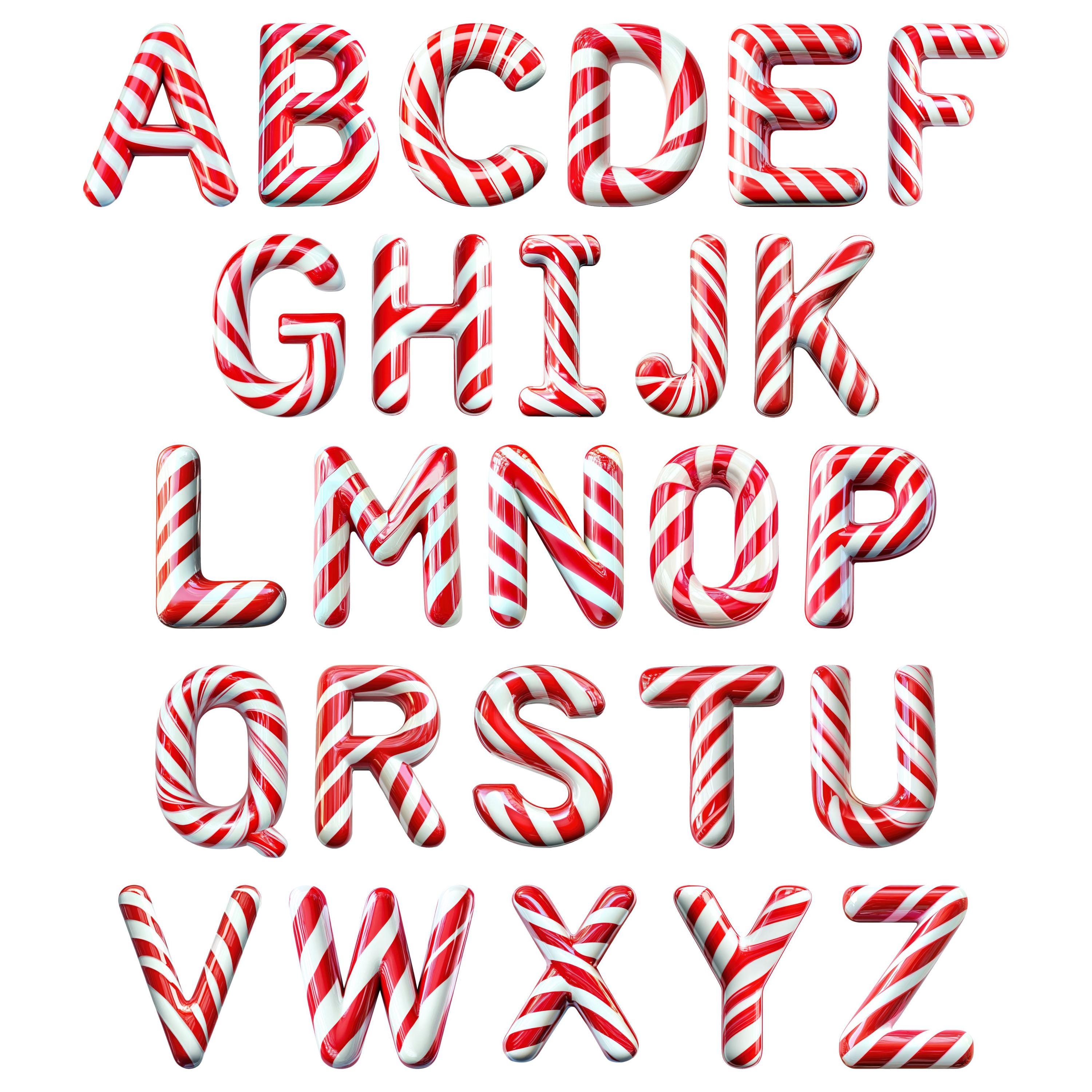 Candy Cane PNG Letters, Red White Candy Cane, Candy Cane Alphabet Clip ...