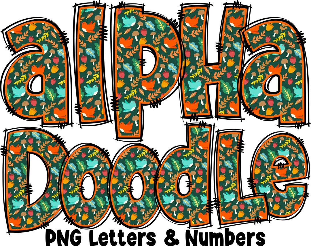 Fall Autumn Letters & Numbers PNG, Alpha Doodle, PNG Letters, Fall ...