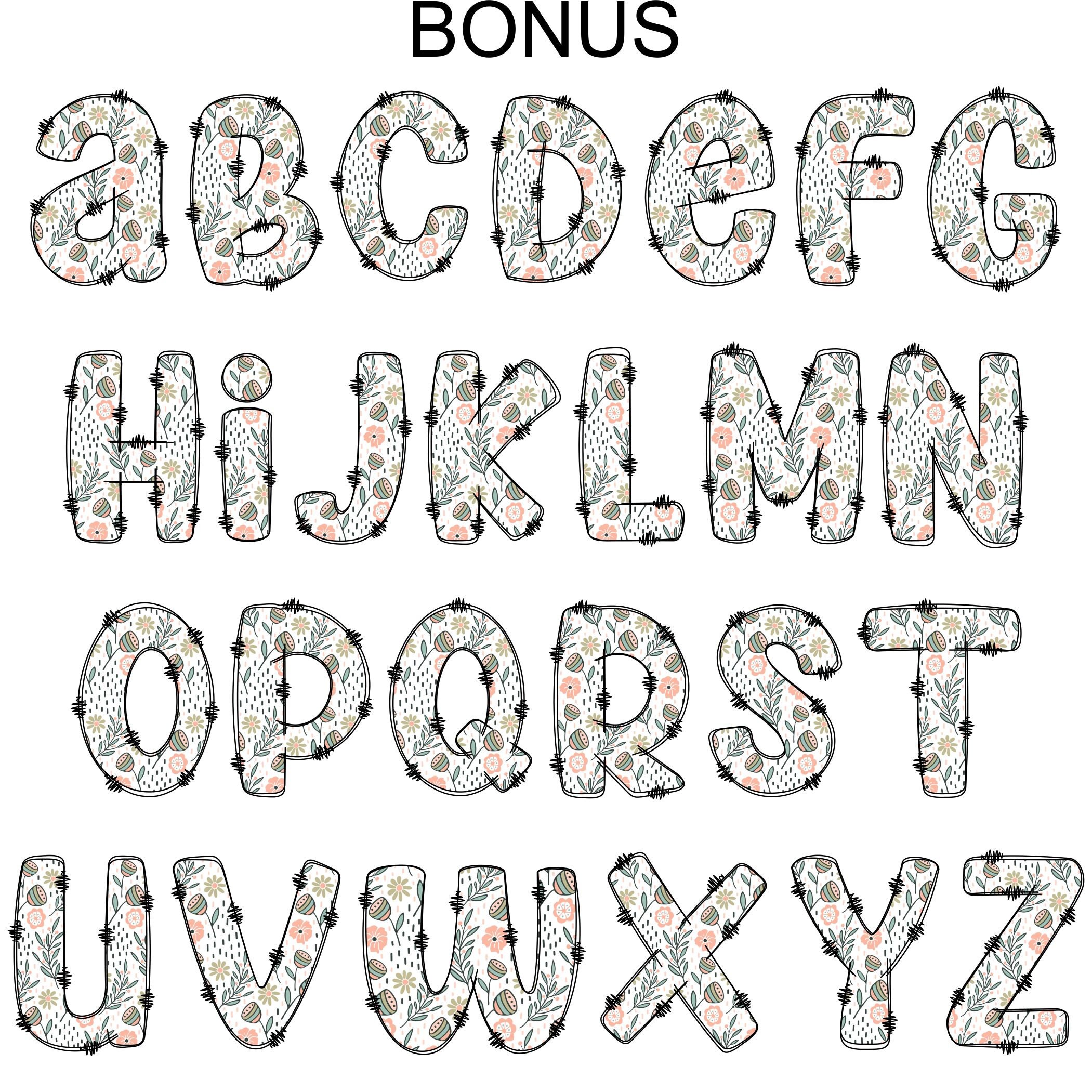 Spring Floral Alphabet PNG Doodle Alpha PNG Doodle Flowers - Etsy
