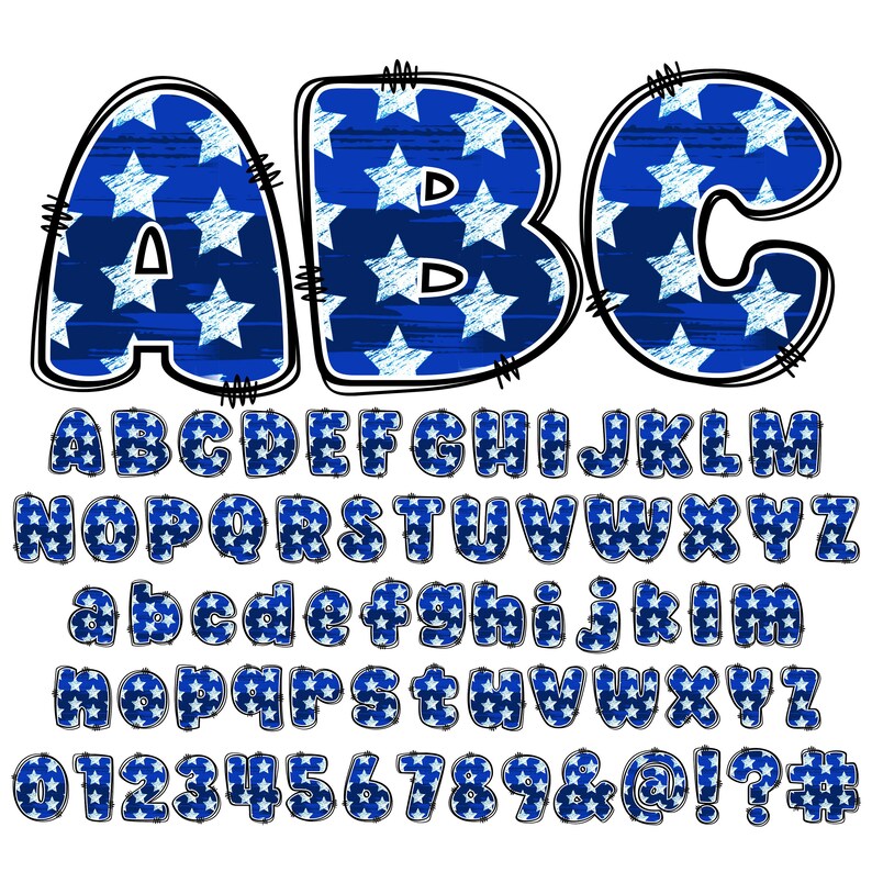 BUNDLE Patriotic Alphabet PNG, 4th of July, Independence Day, Chubby ...