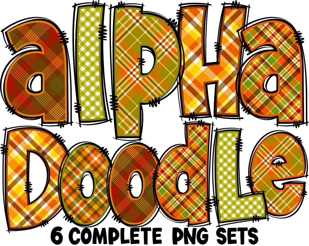 BUNDLE Autumn Plaid Alphabet PNG, Fall, Alpha Doodle, Letters, Fall ...