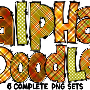 BUNDLE Autumn Plaid Alphabet PNG, Fall, Alpha Doodle, Letters, Fall ...