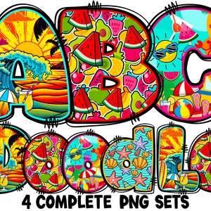 Summer Letters & Numbers PNG, Alpha Doodle, PNG Letters, Beach Doodle ...