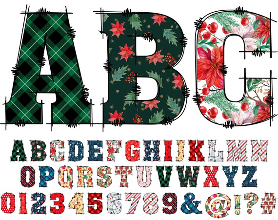 Christmas Clipart Letters PNG Green Wrapping Paper Clip Art | Etsy