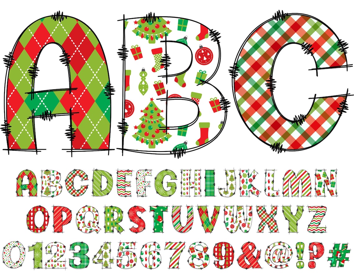 Christmas Clipart Letters PNG Wrapping Paper Alphabet Clip - Etsy