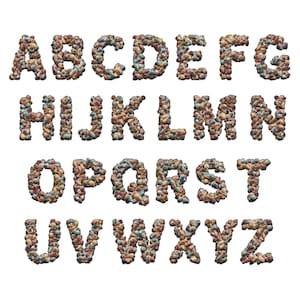 Rocks PNG Letters, Transparent Background, 3D Rock Alphabet Clip Art ...