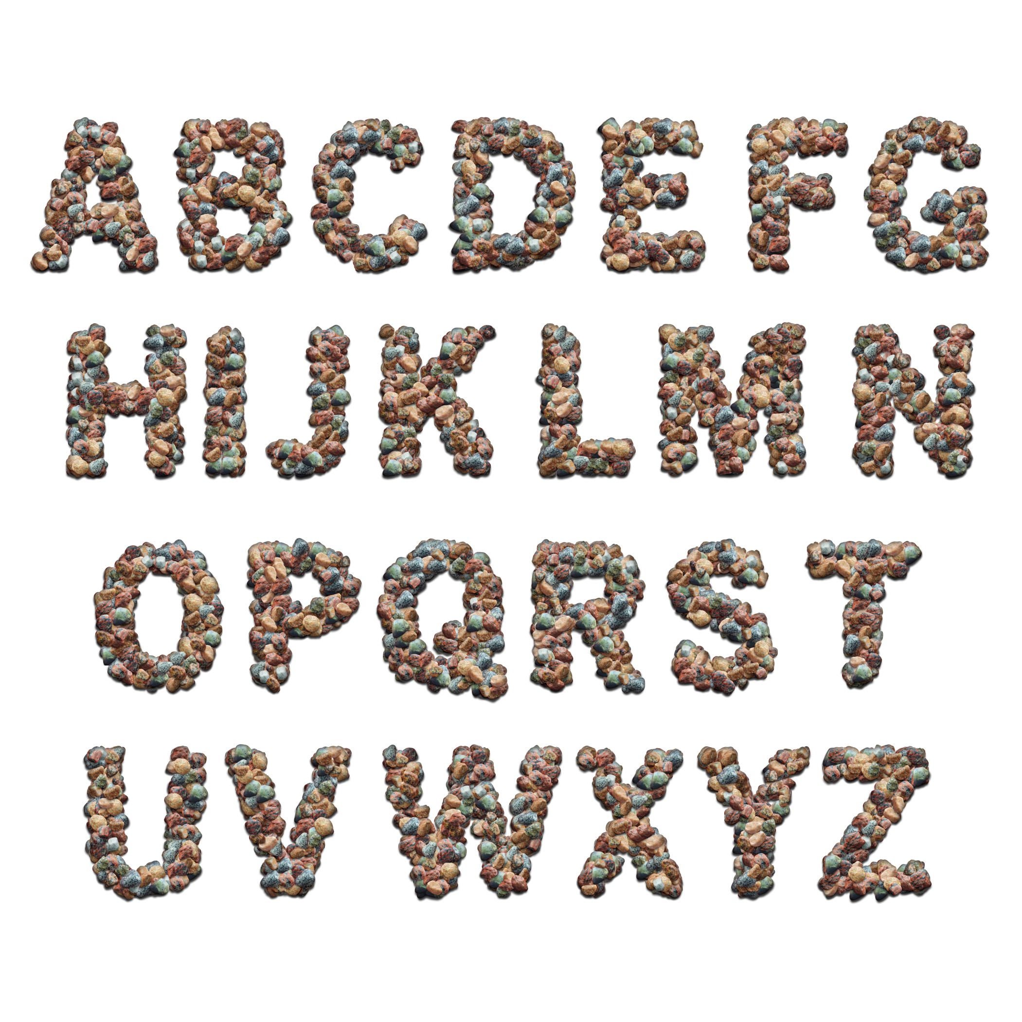 Rocks PNG Letters Transparent Background 3D Rock Alphabet - Etsy