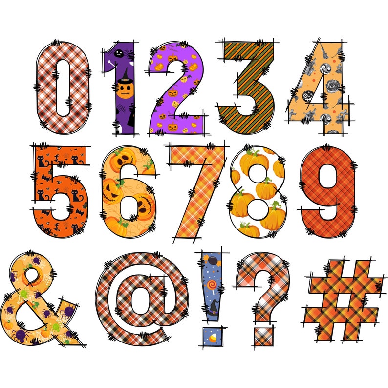 Halloween Clipart Alphabet PNG Doodle Alphabet Clip Art - Etsy