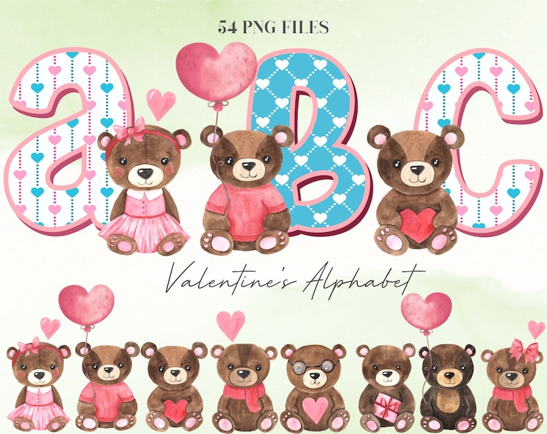 Valentine's Day Letters PNG Love Alphabet Clip Art PNG - Etsy