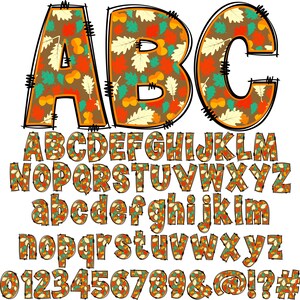 BUNDLE Fall Autumn Alphabet PNG, Alpha Doodle, PNG Letters, Fall ...