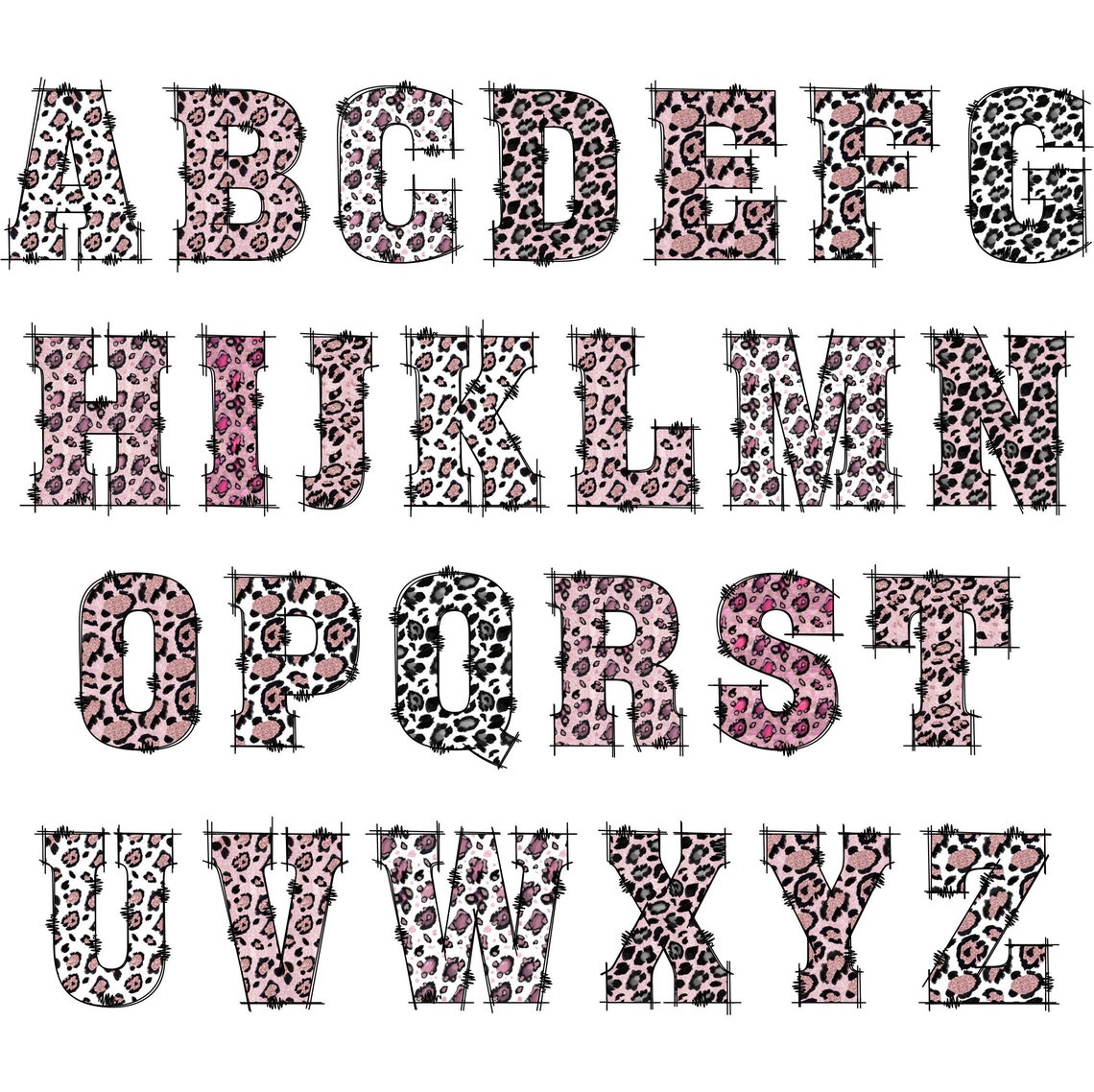 Leopard Print Alphabet PNG Doodle Clip Art Transparent PNG - Etsy